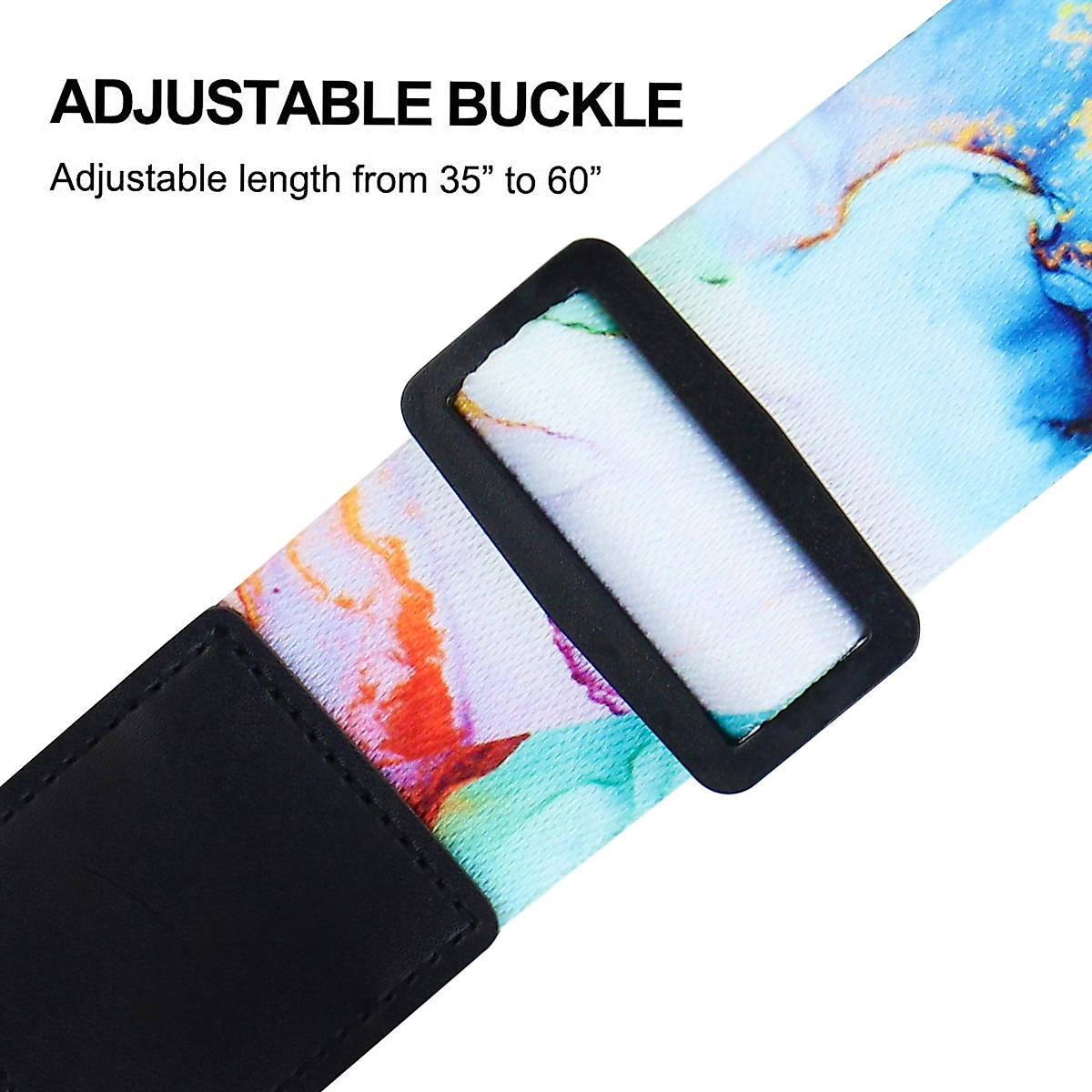 lizimandu Adjustable Guitar Strap Includes 2 Strap Locks & 4 Matching Picks.Leather ends Guitar Shoulder Strap Suitable for,Gift for Guitarist(1-Splash Ink)