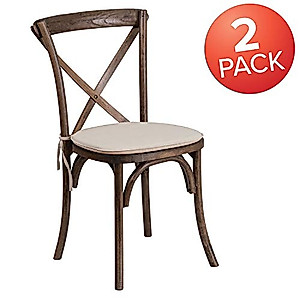 Flash Furniture 2 Pk. HERCULES Series Early American Cross Back Chair with Cushion