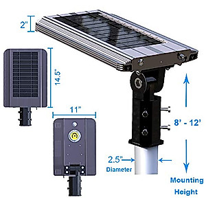 eLEDing World's 1st AI Solar Power Smart 1600LM CREE LED Street Light for Commercial Residential Parking Bike Paths Walkways Courtyard (10W)