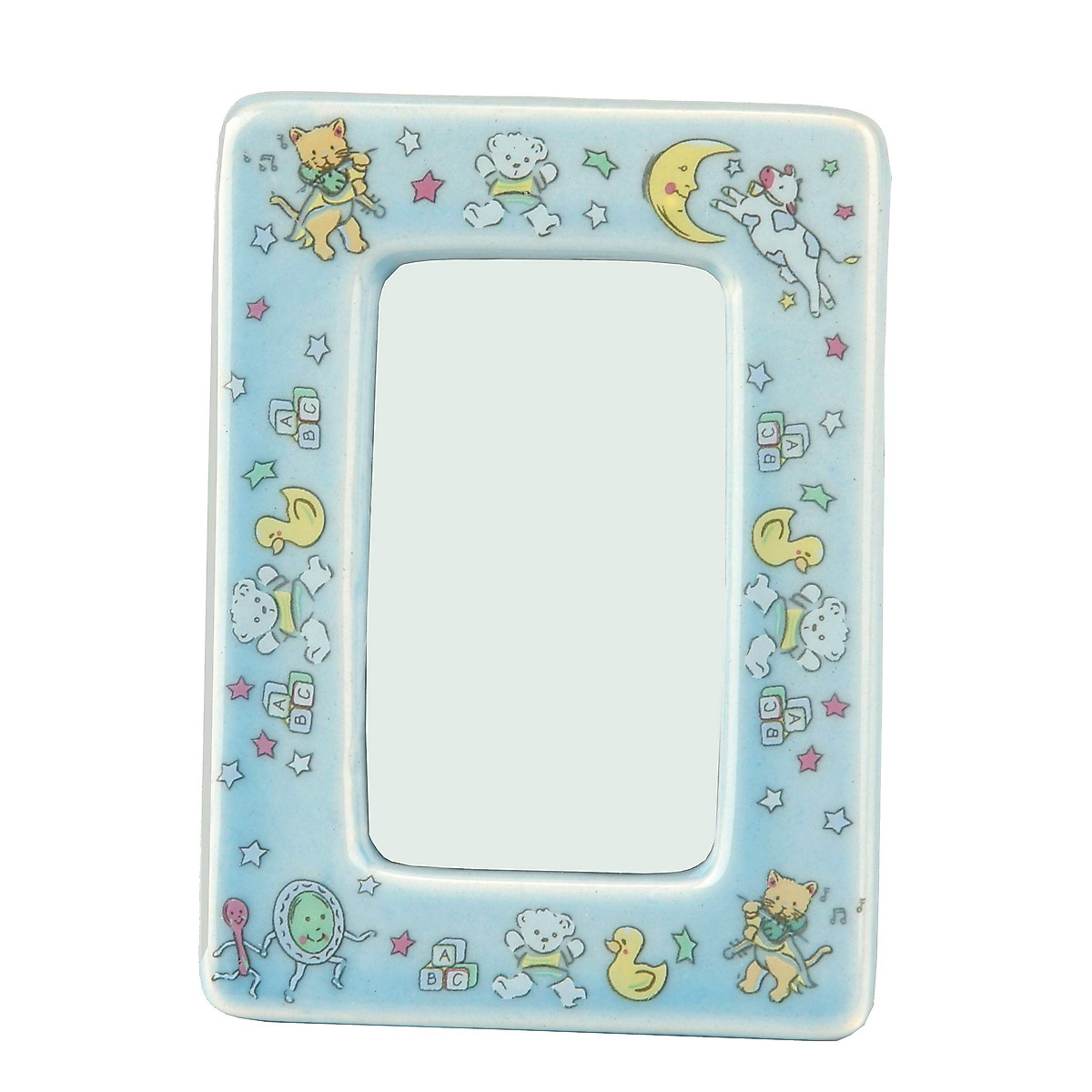 BRUBAKER My First Piggy Bank Gift Set for Baby Boy - 4 Pcs Keepsake Gift Set Includes Piggy Bank, First Curl, First Tooth and Photo Frame - Blue