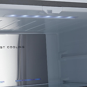 GarveeHome French Door Refrigerator, 18.8 Cu.Ft. Counter Depth Stainless Steel Refrigerators, 4 Door Fridges Full Size Bottom Freezer Kitchen Fridge, Automatic Defrost, LED Lighting