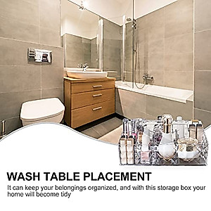 Lurrose Makeup Storage Organizer Caddy Divided Basket Bin with Handle Plastic Portable Cosmetic Caddy Tote Sundries Basket for Kitchen Bathroom and Cabinet Organizing