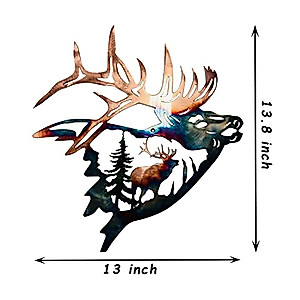 13inch Rustic Metal Elk Wall Decor for Room Home Deer Decor Western Gifts 2pcs