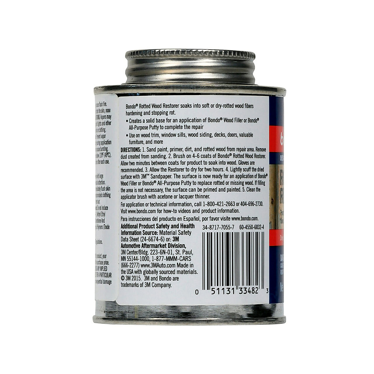 Bondo Rotted Wood Restorer, 8 fl oz., Penetrates into Spongy, Dry-rotted Wood Fibers Creating a Solid Surface, Dries clear and tack free, Water Resistant, Stainable and paintable (20131)