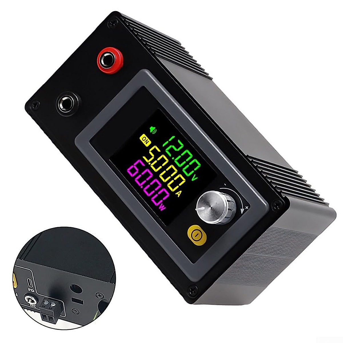 60W Regulated Voltage Power Supply With Fan Cooling System, Adjustable Switching DC Regulated Bench Power Supply, DC Voltage Transformer, Shows Voltage, Current, Power, Capacity, Energy