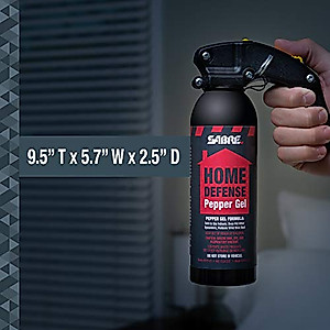 SABRE Red Home Defense Pepper Gel With Wall Mount For Easy Access, Max Strength OC Spray, UV Marking Dye Helps Identify Suspects, Full Hand Grip For More Accurate Aim, Secure Pin Safety, 32 Bursts