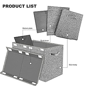 VERONLY Toy Box Chest Organizer for Boys Girls,Kids Large Collapsible Storage Bin Container with Oxford Fabric Flip-Top Lid & Handles for Clothes,Blanket,Nursery,Playroom,Bedroom,Stuffed Animals 25” x 13 “x 16”(Light Grey)