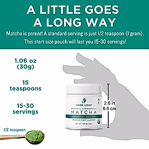Jade Leaf Matcha Organic Green Tea Powder, Ceremonial Grade, Teahouse Edition Premium First Harvest - Authentically Japanese (1.06 Ounce Tin)