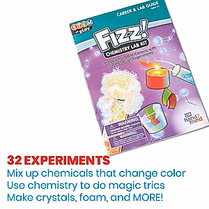 hand2mind Fizz Chemistry Science Kit for Kids Ages 8-12, 32 Science Experiments and Fact-Filled Guide, Make Your Own Foam and Crystals, Educational Home Learning, Homeschool Science Kits