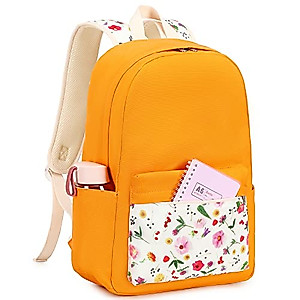 CAMTOP School Backpacks for Teen Girls Lightweight Elementary Middle School Backpack 3 In 1 Bookbags Set(Yellow-Flower)