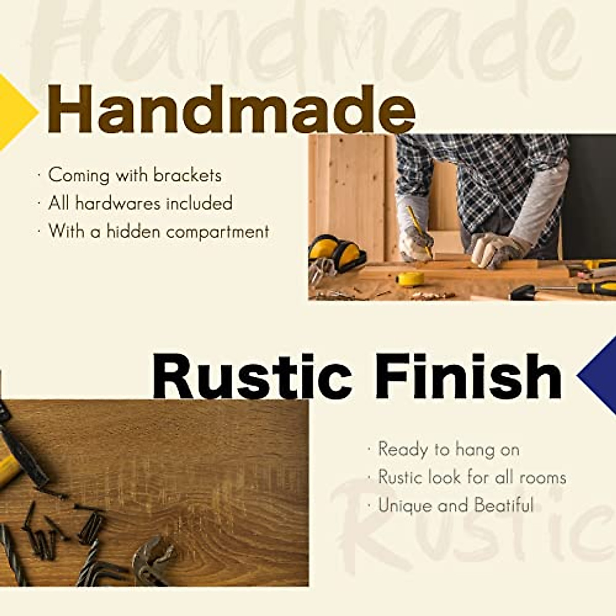 Wall Floating Shelves - Rustic Wooden Wall Shelf for Kitchen Bathroom - Handmade Farmhouse Shelves (Special Walnut, 24 Inch - 2 Pack)