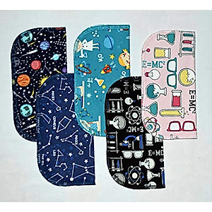 2 Ply World Of Science Flannel Washable Kids Lunchbox Napkins 8x8 inches 5 Pack - Little Wipes (R) Flannel