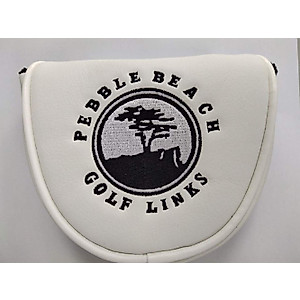 DBYAN Pebble Beach Patterned Golf Links Magnetic Mallet Putter Head Cover for Scotty Cameron, Taylormade, Titleist, Ping and Mizuno Putters,White