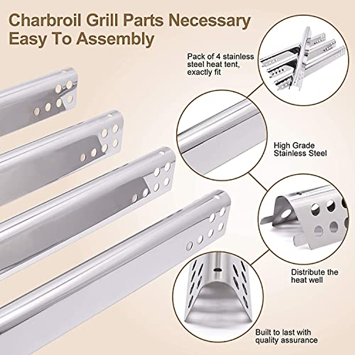 Criditpid Grill Replacement Parts for Charbroil 463344015, 463343015, 463433016, 463240015, 463432215 Gas Grill, Grill Burners, Heat Plate Shields, Crossover Tubes and Ignitors for Charbroil.