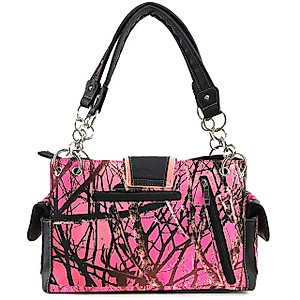Zelris Camouflage Shine Glow Floral Rose Buckle Women Conceal Carry Handbag (Orange)