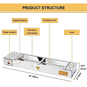 Electric Food Warmer with Cord & Plug 24” 650W Food Heat Lamp Strip Heater Commercial Food Warmer Food Heating Lamp Heat Lamp for Food
