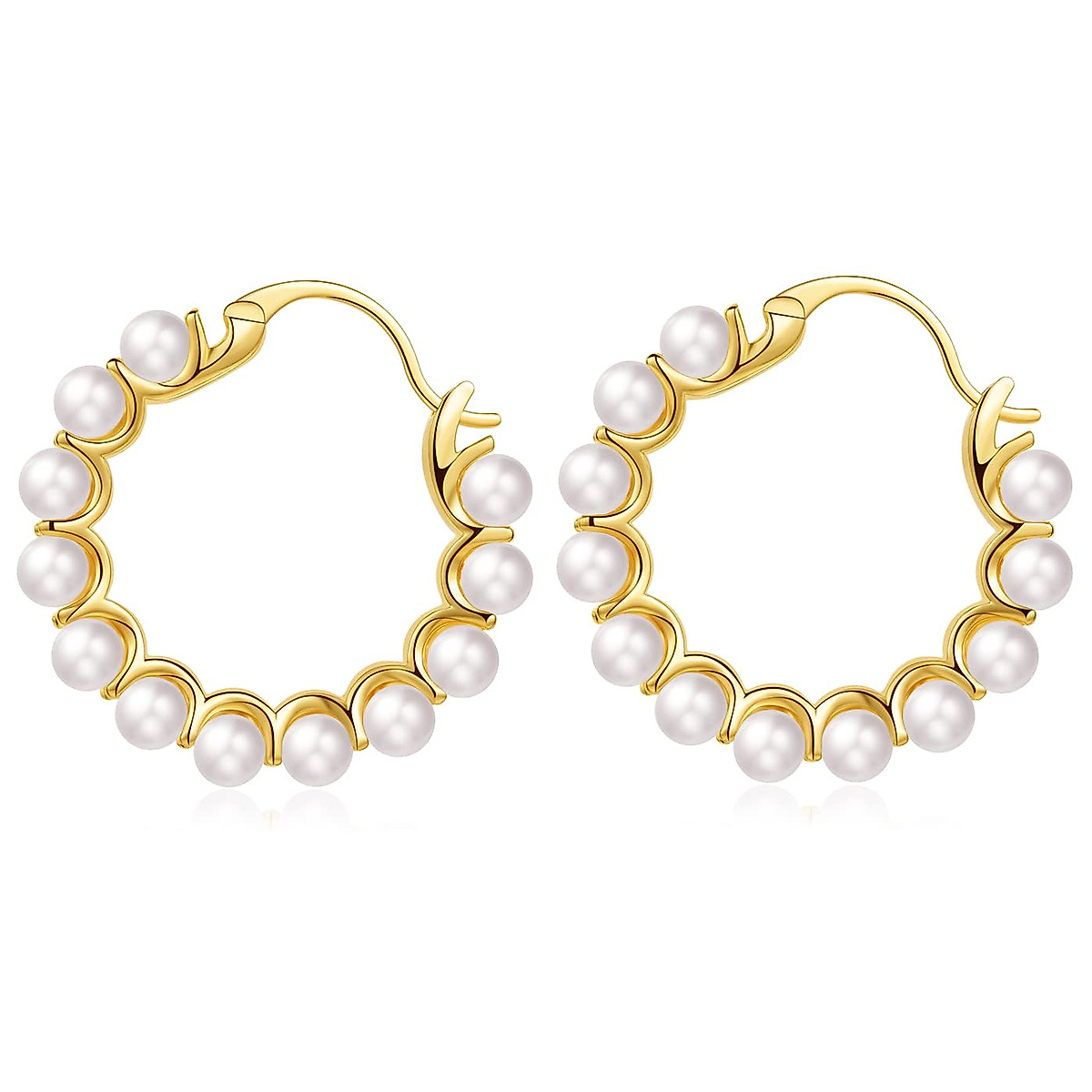 Pearl Hoop Earrings for Women Fashion Dangle Hypoallergenic Layer Earrings Drop Dangle Earrings Gifts for Women