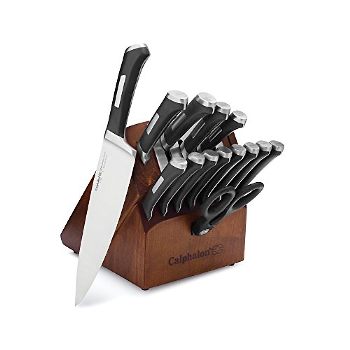 Calphalon Kitchen Knife Set with Self-Sharpening Block, 15-Piece Classic High Carbon Knives
