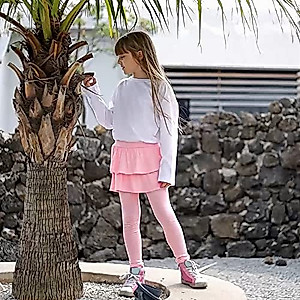 Witwot Girls Leggings with Skirt Toddler Tutu Pants Tights 5-6 Years Pink