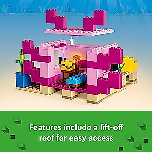 LEGO Minecraft The Axolotl House 21247 Building Toy Set, Creative Adventures at a Colorful Underwater Base, Includes a Diver Explorer, Dolphin, Drowned and More, Minecraft Toy for 7 Year Old Kids