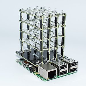 sb PiCube 4x4x4 LED Cube for Raspberry Pi 3,2, Zero and A+ Assembled (RED)