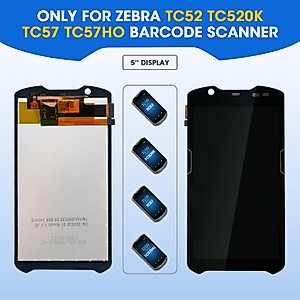 TC52 LCD Screen with Touch Digitizer for Zebra TC52 TC520K TC57 TC57HO Barcode Scanner Handheld Mobile Computer, High-resolution Display Replacement