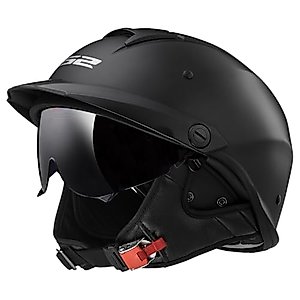 LS2 Helmets Rebellion Motorcycle Half Helmet (Matte Black - Small)