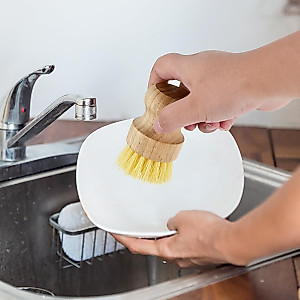 2 Pcs Dish Brush, Wood Dishes Scrub Brush, Pot Brush for Kitchen Cleaning Dishes Pots Pans (PP)