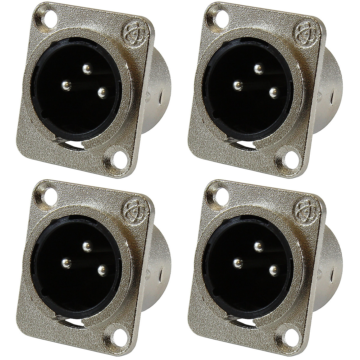 GLS Audio XLR Male Jack 3 Pin - Panel Mount Jacks D Series Size XLR-M - 4 PACK