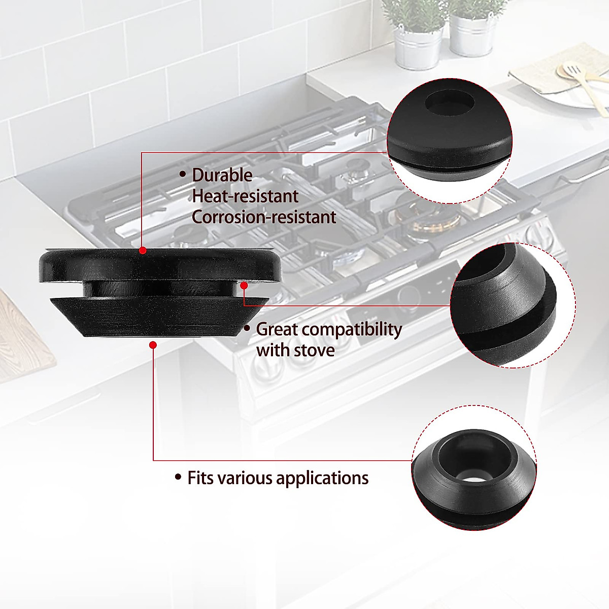 071129 RV Stove Parts Grommets Replacement for Suburban Stove Top Grate Magic Chef Grate Grommets Kit 525004 Suburban Camper Motorhome Rubber Foot Pad for RV Range Grate Durable Rubber Feet 12Pcs