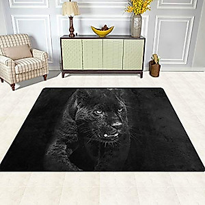 Large Area Rugs Panther in Dark Printed,Lightweight Water-Repellent Floor Carpet for Living Room Bedroom Home Deck Patio,6'8" x 4'10"