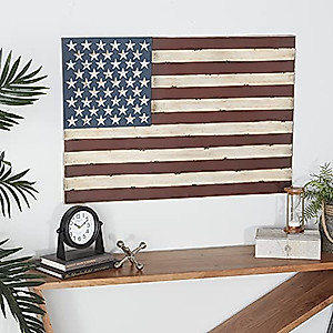 Deco 79 Metal American Flag Indoor Outdoor Wall Decor, 38" x 2" x 26", Red