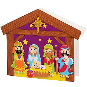 Baker Ross AX567 Nativity Scene Card Craft Kits for Kids - Pack of 6, Children's Christmas Arts, Crafts and Decorations