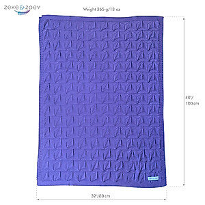 Zeke and Zoey Soft 100% Cotton Knit Purple Baby Blanket for Girls or Boys – Unisex, for Infant, Newborn, Toddler and Kids for Crib, Stroller, Car, Receiving or Swaddle Blanket