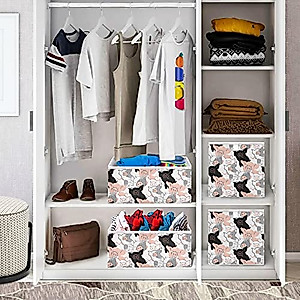 DOMIKING Pigs Branches Storage Bins for Gifts Foldable Cuboid Shelf Baskets with Sturdy Handle Nesting Baskets for Closet Shelves Bedroom