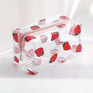 YITAQI Cosmetic Bag,Stationery PVC Zipper Waterproof Women Bag Beauty Case Pencil Bag Pencil Box Makeup Bag(red Strawberry)
