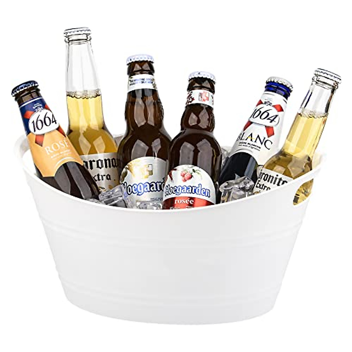 6 Pack Plastic Oval Storage Tub, Ice Bucket for Wine, Beer and Champagne, Bottle Drink Cooler for Parties, Storage Basket, 4.5 Liter