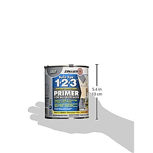 Zinsser 286258 Bulls Eye 1-2-3 All Surface Primer, Quart, Gray