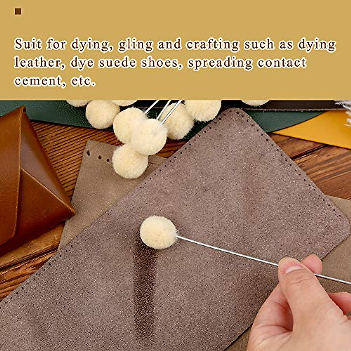 BUTUZE 50 Pcs Wool Daubers Wool Daubers Ball Brush Leather Dye Tool with Metal Handle Wool Daubers for Leather Dyes for DIY Crafts Projects