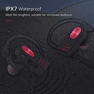 HOOTEK Bluetooth Earphones, V5.0 IPX7 Waterproof Earbuds Wireless Sport Headphones, Bass HD Stereo Sweatproof Earbuds, CVC8.0 Noise Cancelling Headset for Workout, Running, Gym, 8Hrs Up Play time
