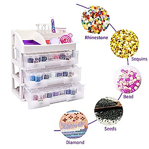 BEIFUMEI Diamond Painting Accessories Storage Containers, Plastic Storage Box with Drawer 111 Slot Individual Containers Desktop Storage Case for Diamond Art Nail Pill Rhinestones Beads Organizer