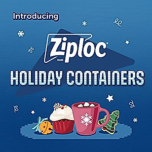 Ziploc Food Storage Meal Prep Containers Reusable for Kitchen Organization, Smart Snap Technology, Dishwasher Safe, Deep Square, 3 Count, Holiday Designs, Packaging May Vary