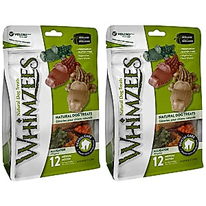 Whimzees 24 Count Medium Alligator Chews, Gluten Free Natural Dog Treats2
