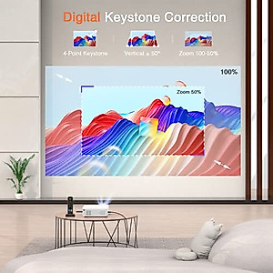 AuKing Projector with WiFi and Bluetooth, 2023 Upgraded 5G Native 1080P Projector 4K Supported with 100’’ Screen and Tripod, 380ANSI Outdoor Projector Compatible with Android/iOS/HDMI/USB/TV Box