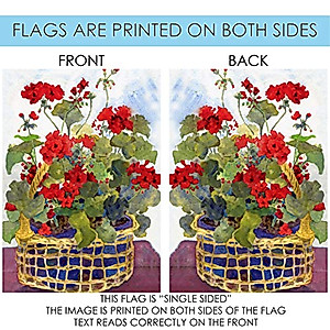 Toland Home Garden 109136 Geranium Basket Spring Flag 28x40 Inch Double Sided Spring Garden Flag for Outdoor House Flower Flag Yard Decoration