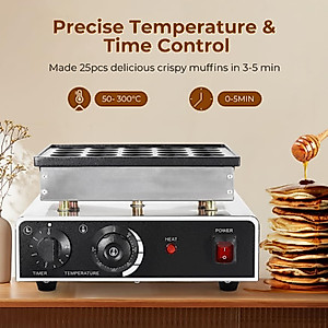 POWLAB Mini Dutch Pancake Baker Maker Commercial Poffertjes Electric Dorayaki Maker Muffin Making Machine 25Pcs Non-stick Waffle Pancake Maker for Home Kitchen Restaurant Bakery Leisure Snack Bar