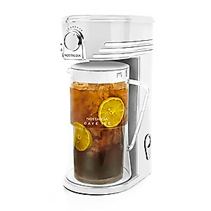 Nostalgia 3-Quart Iced Tea & Coffee Brewing System With Double-Insulated Pitcher, Strength Selector & Infuser Chamber, Also Perfect For Lattes, Lemonade, Flavored Water, White
