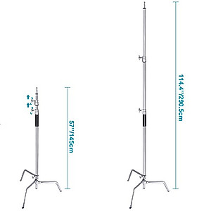 Neewer Stainless Steel Heavy Duty C-Stand, 5-10 feet/1.5-3 Meters Adjustable Photographic Sturdy Tripod for Reflectors, Softboxes, Monolights, Umbrellas