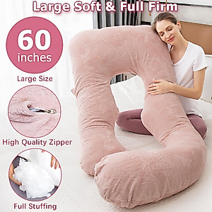 MOON PINE Pregnancy Pillow, U Shaped Full Body Pillow for Maternity Support, Sleeping Pillow with Cover for Pregnant Women (Dusty Pink)