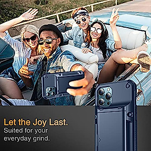 iPhone 12 Pro Max Case, SUPBEC Silicone Protective Wallet Case with Card Slot [Screen Protector x2] [Military Grade Protection] [Anti-Scratch], iPhone 12 Pro Max Case with Card Holder, 6.7", Blue